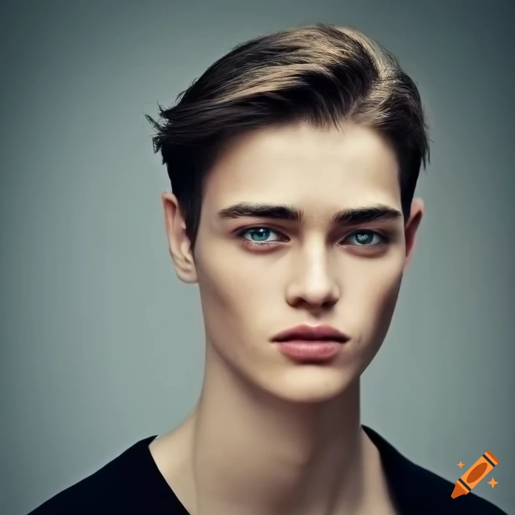 Portrait of a handsome male actor with fair skin and dark hair on Craiyon