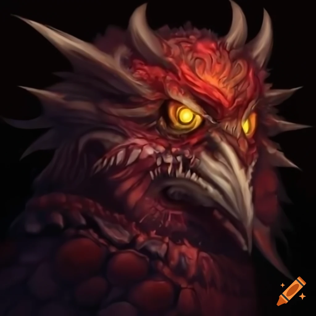 Hybrid monster of horned owl and dragon in oil painting style on Craiyon