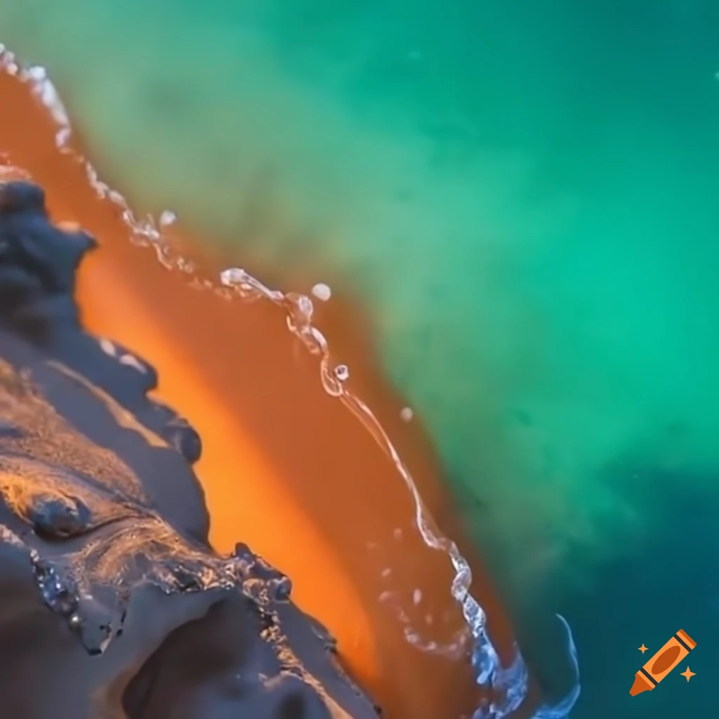 Playa con agua verde, azul y naranja on Craiyon