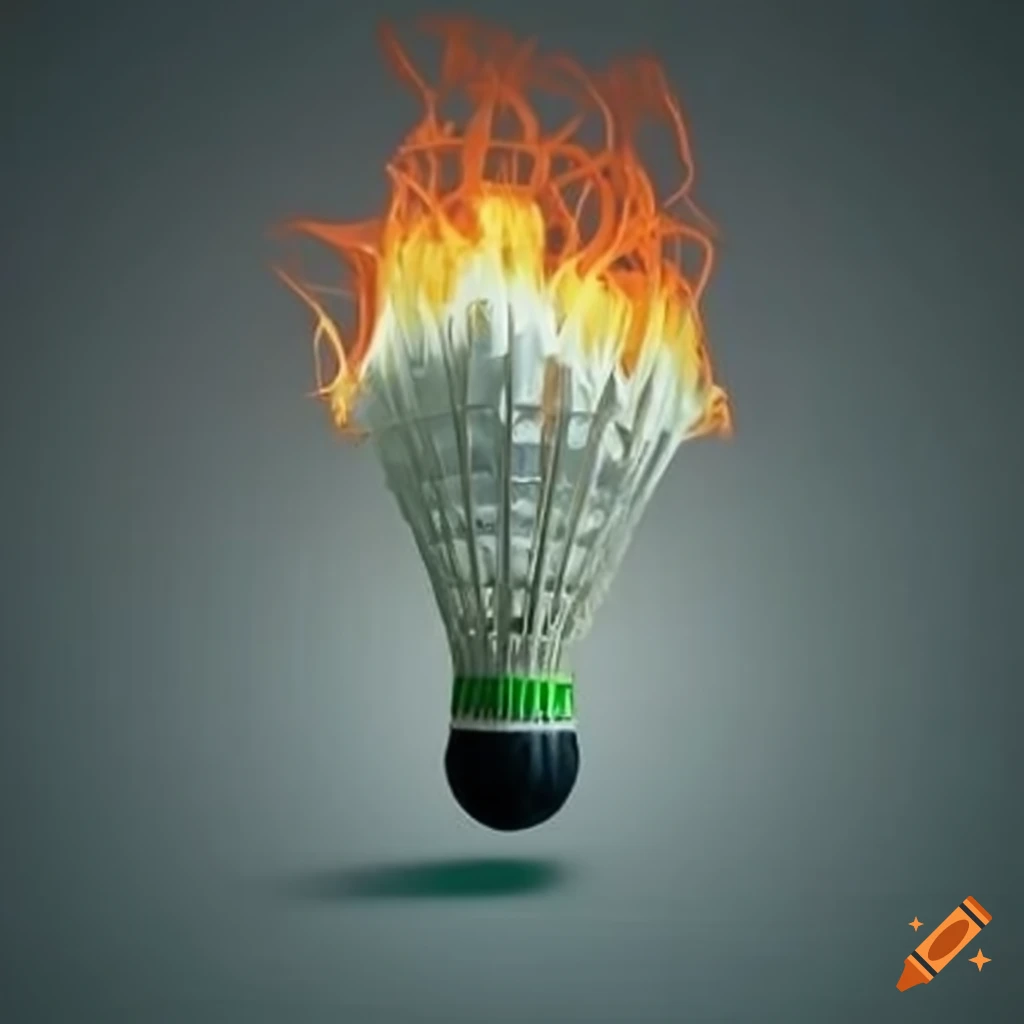 Flaming badminton shuttlecock on Craiyon