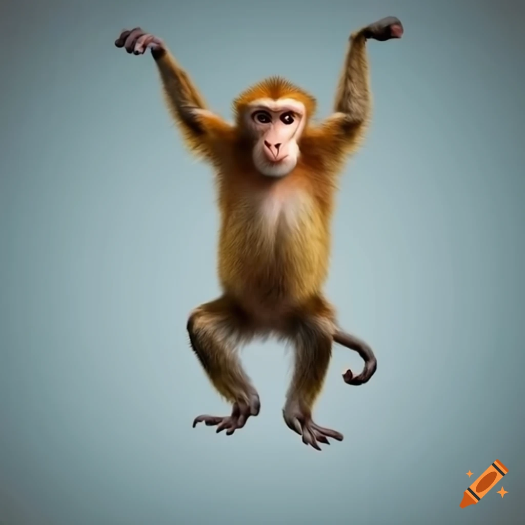Monkey standing with arms up in the air on Craiyon