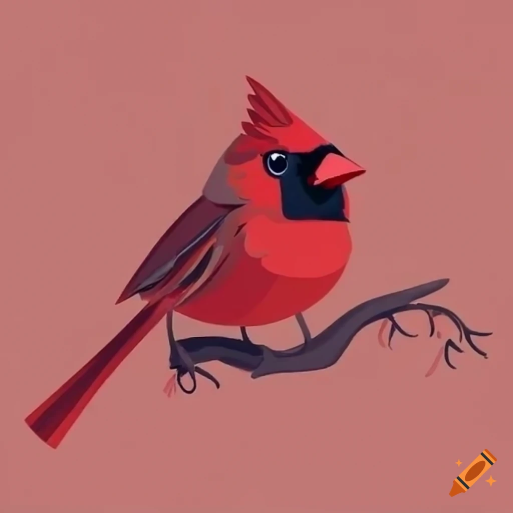 Cute fluffy red cardinal guarding nest in application icon style on Craiyon
