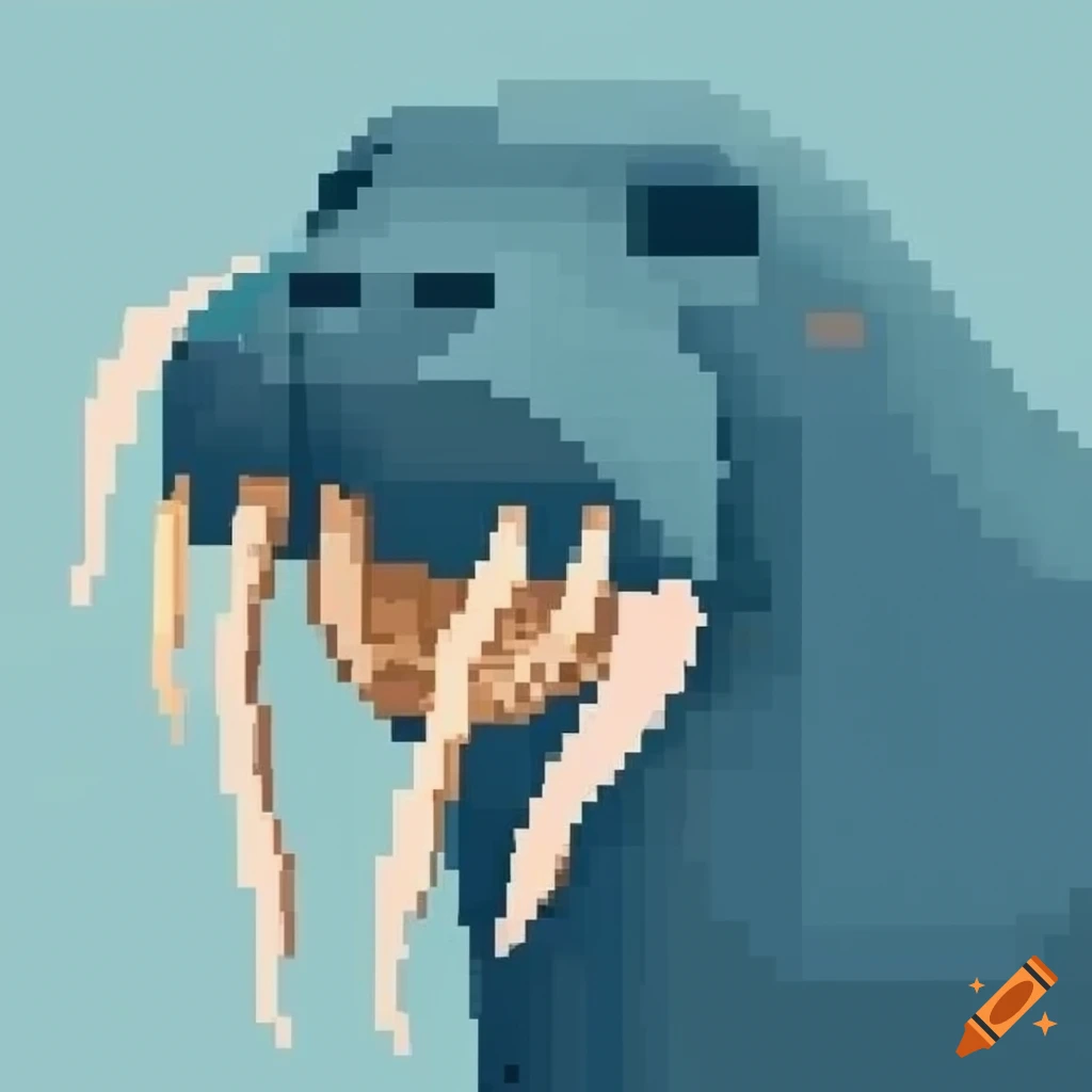 Blue walrus pixel logo on Craiyon