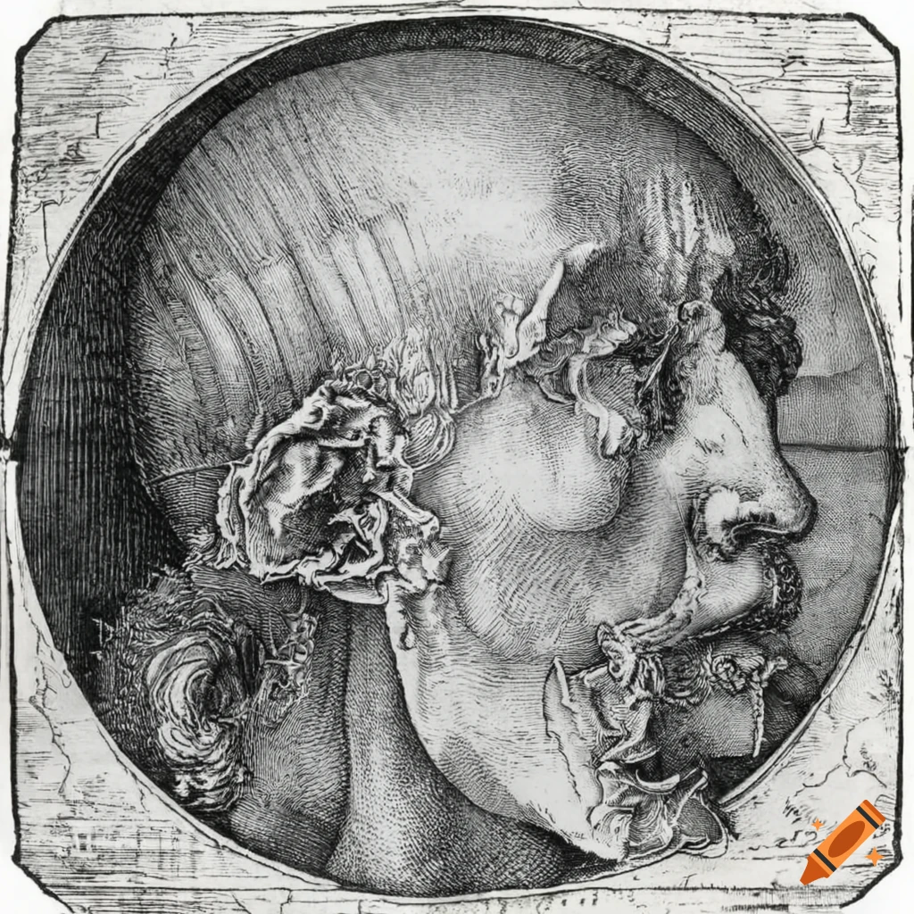 Black and white engraved ear in Albrecht Durer style on Craiyon