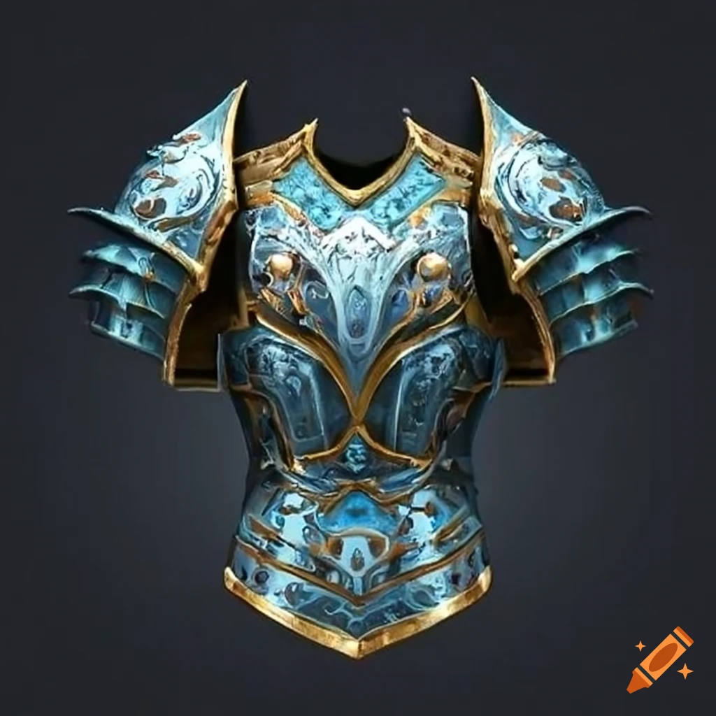 Front view of adorned magic armor on Craiyon