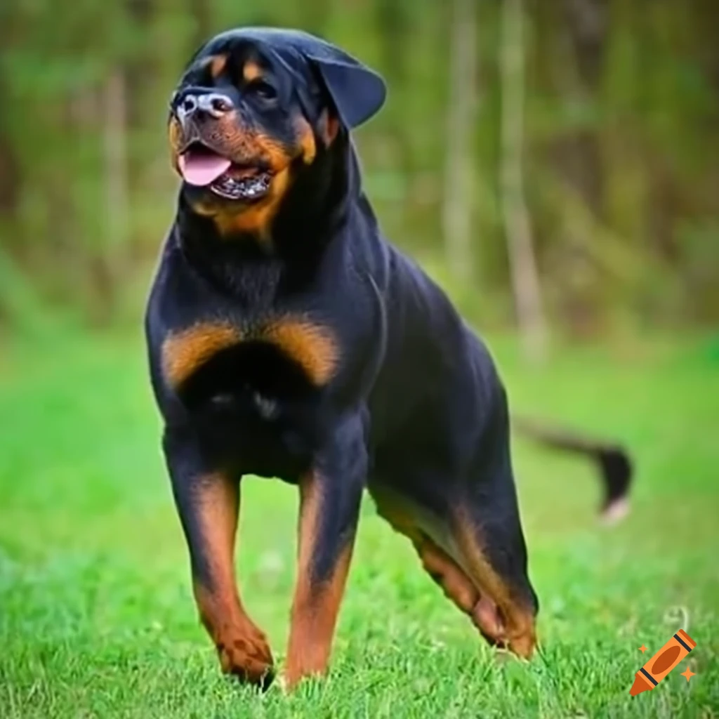 Rottweiler dog with strong appearance and noble stance on Craiyon