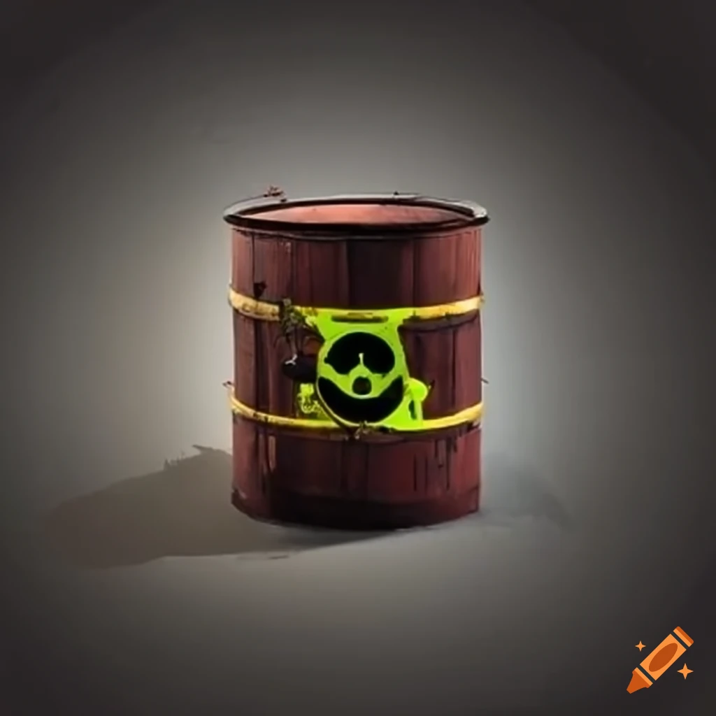 Industrial scene with toxic waste barrels on Craiyon