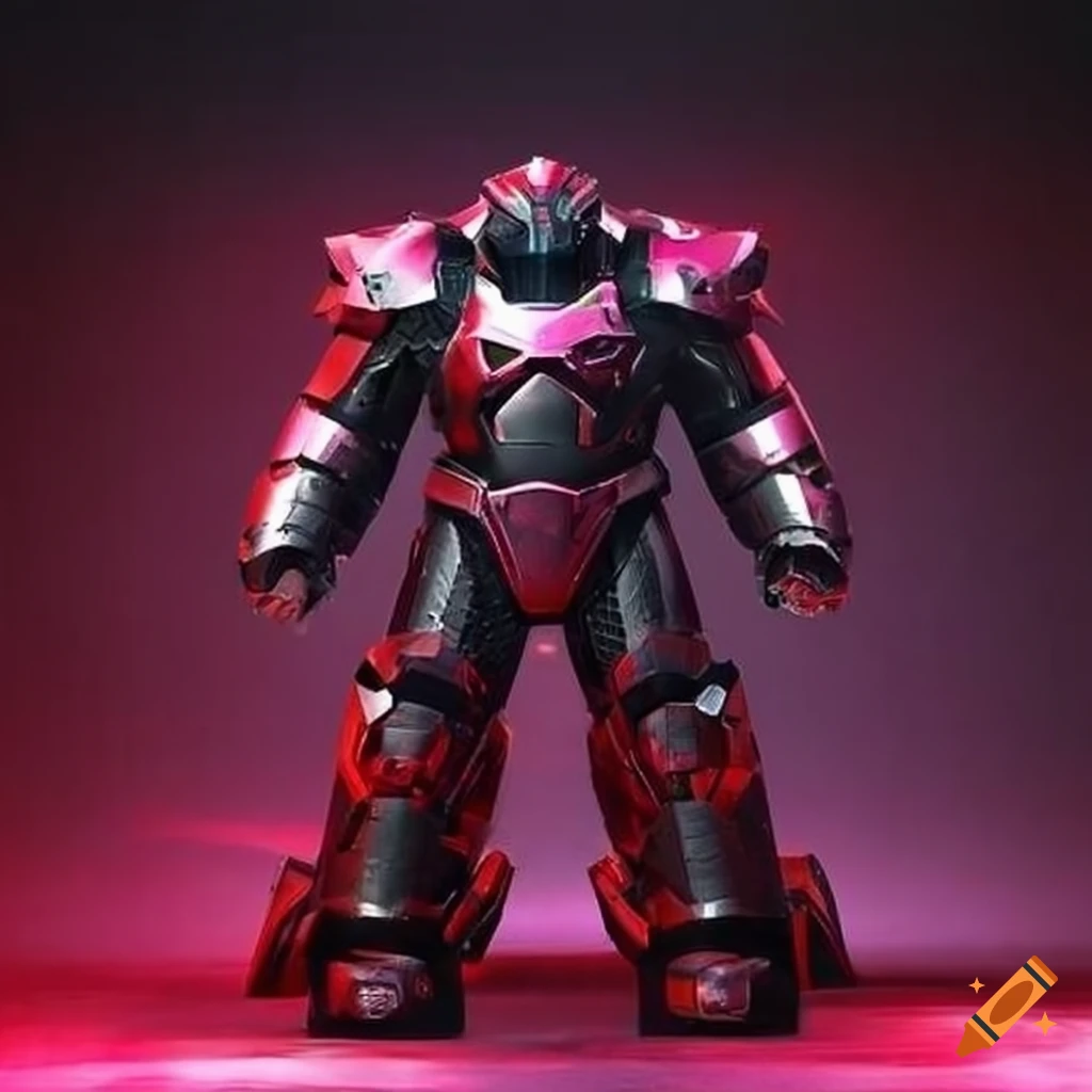 Red crystal power armor with jet pack turbines on Craiyon