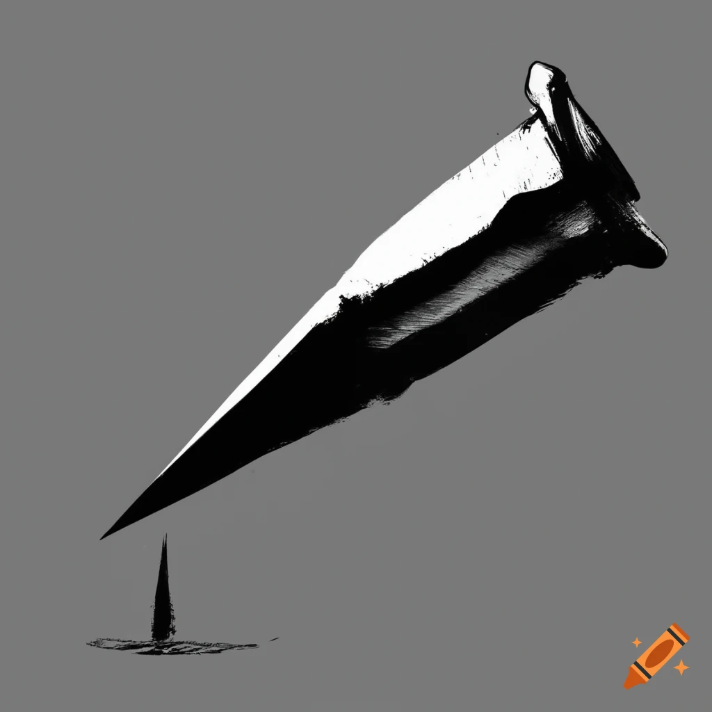 Metal spike in hand-drawn black and white style on Craiyon