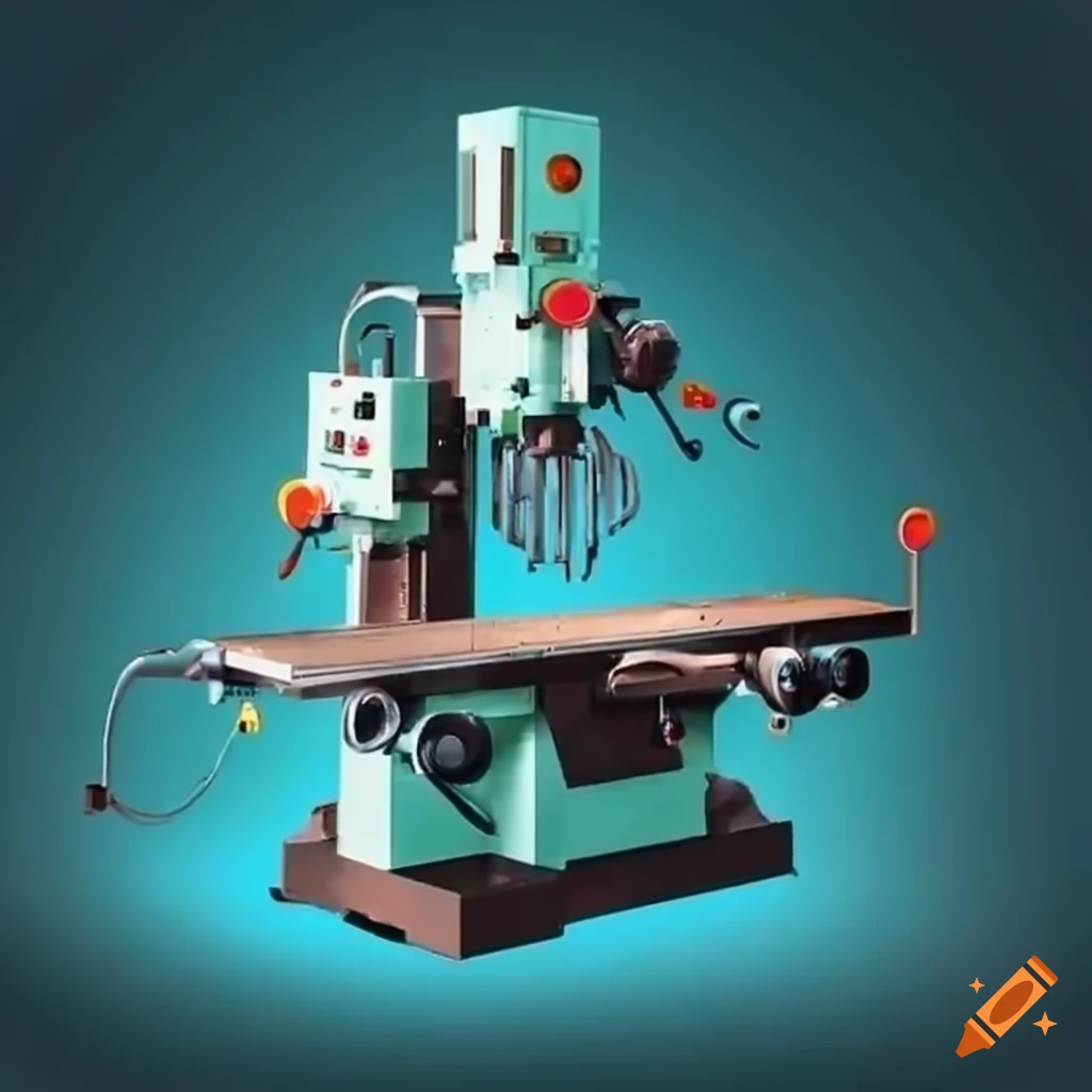 Conventional milling machine with control panel in factory on Craiyon