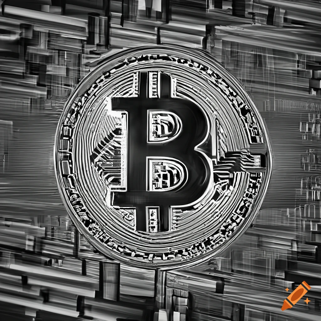 Bitcoin symbol on a dramatic technological background in high ...