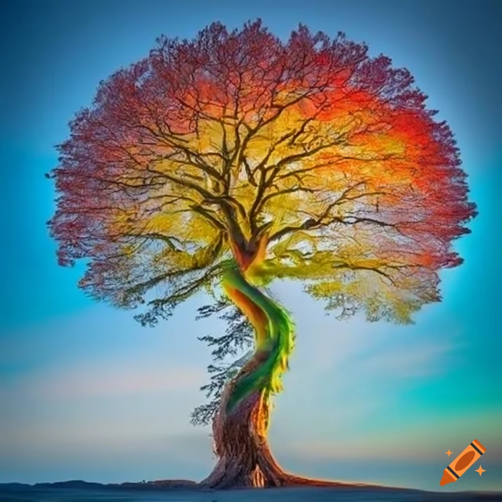 Rainbow tree with vibrant colors on Craiyon