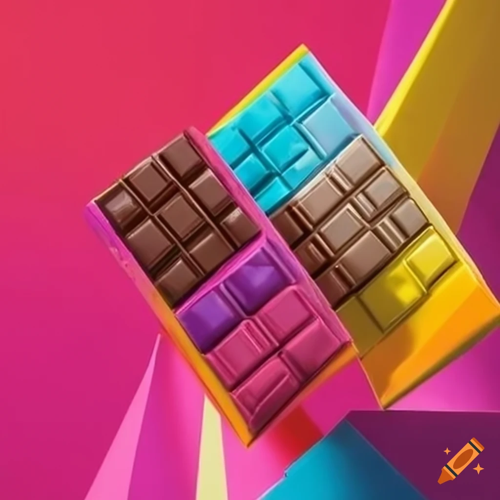 Vibrant and colorful packaging for a chocolate bar on Craiyon