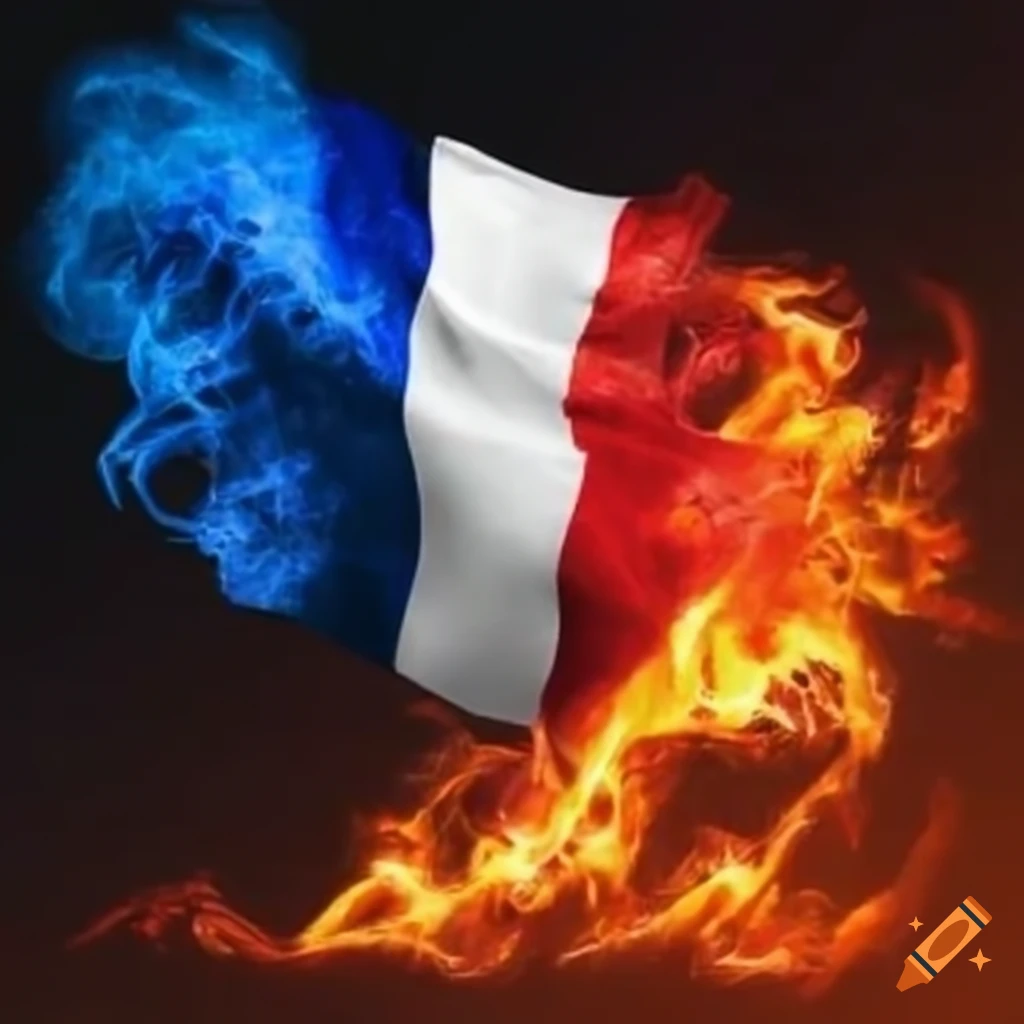 French flag on fire on Craiyon