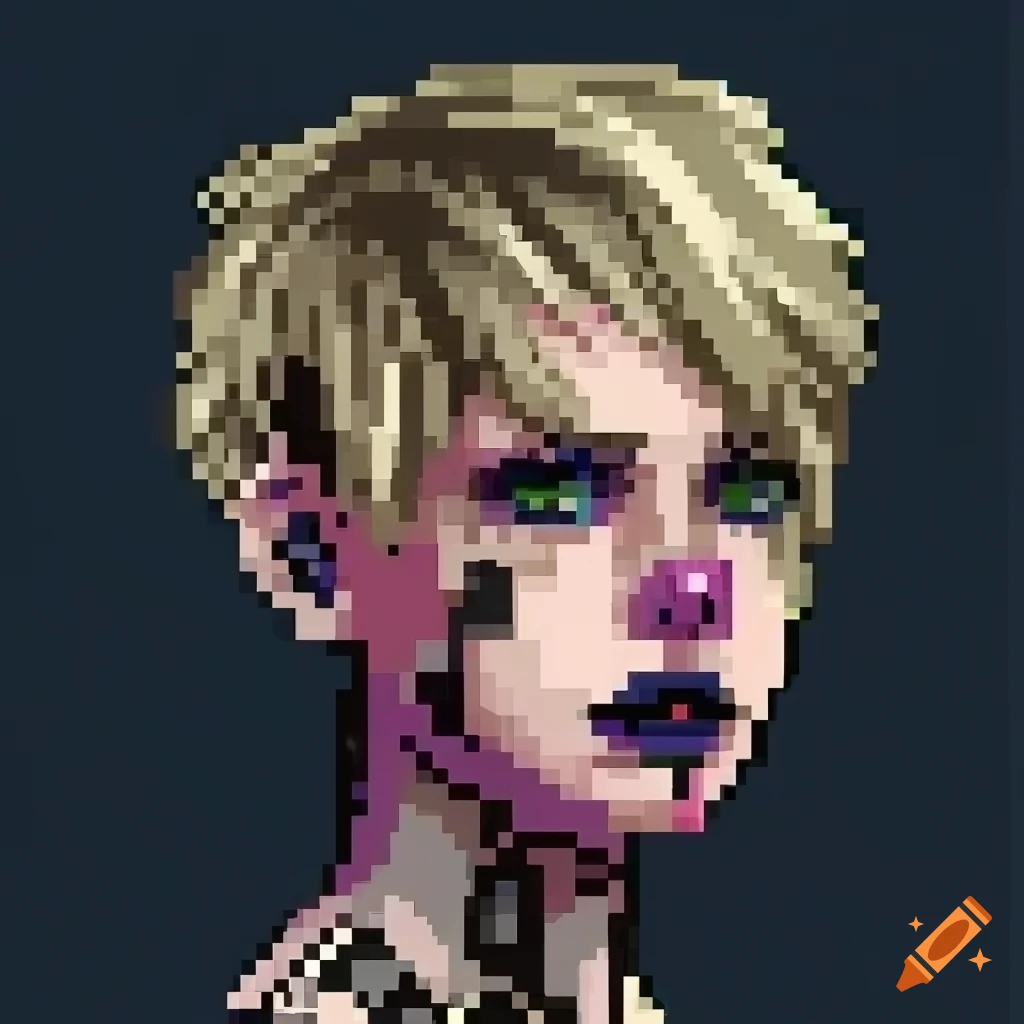 Pixelart portrait study of cyborg idol with bob hairstyle in a ...
