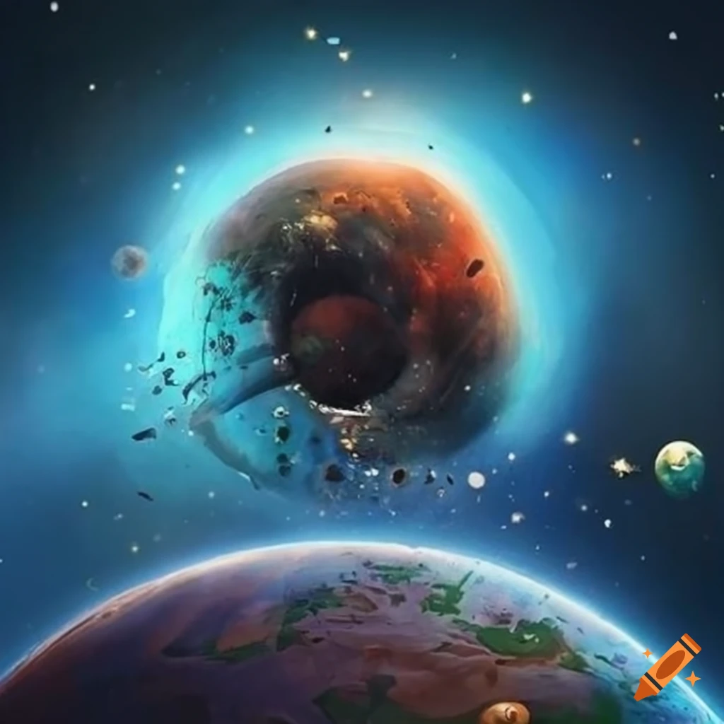 Destroyed world seen from the universe on Craiyon