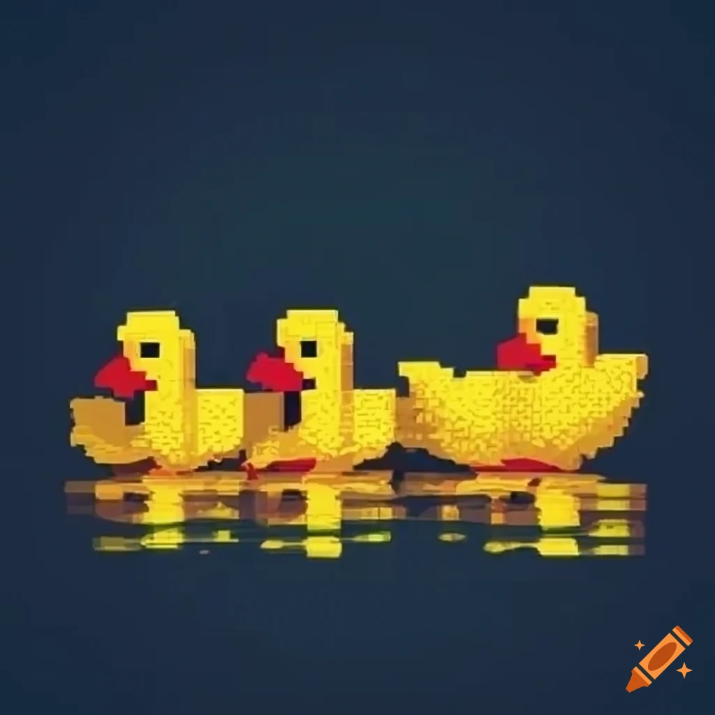 Yellow ducks trapped in a box in 16 bit style on Craiyon