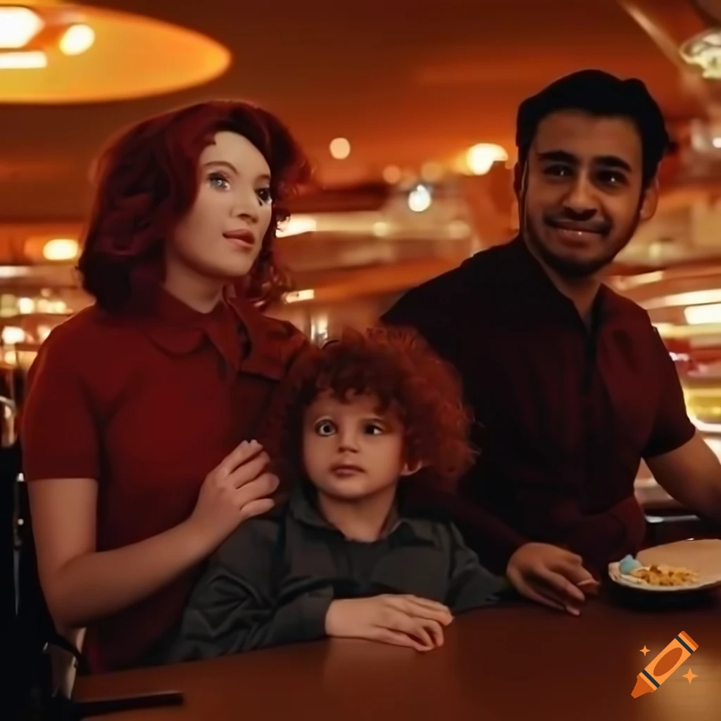 Humanoid family with diverse features sitting together on Craiyon