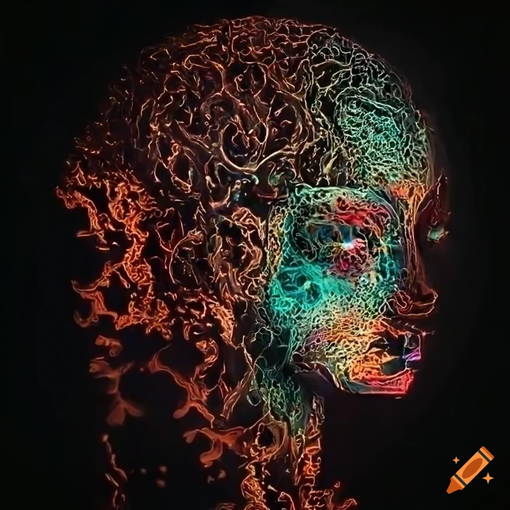 Intricate algorithmic art with ai allegory and abstract elements on Craiyon