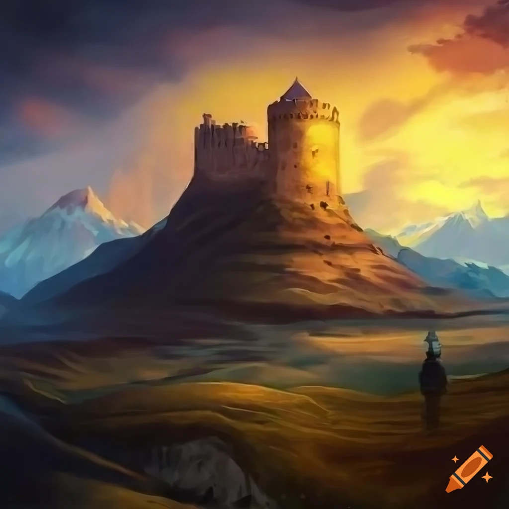Mamluk castle in the Patagonia plains in a fantasy setting on Craiyon