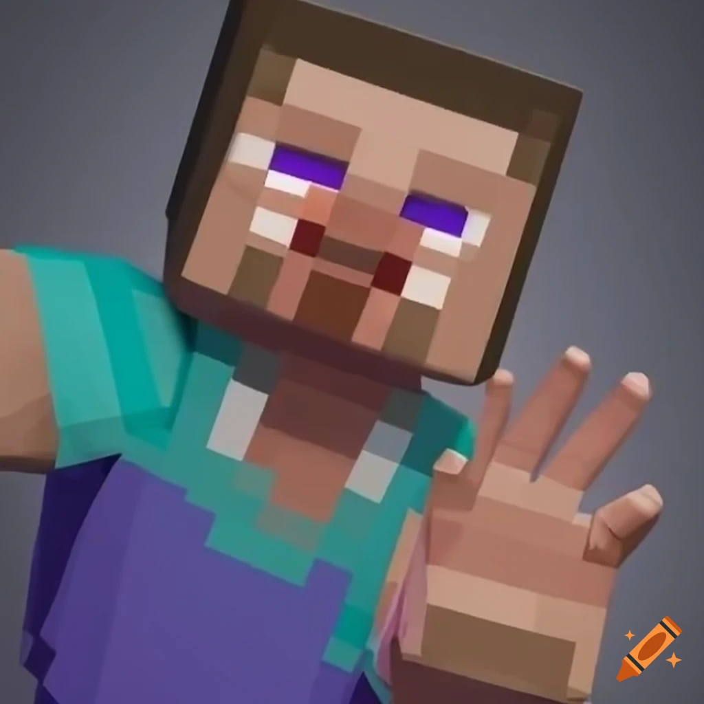 Minecraft steve with realistic hands on Craiyon