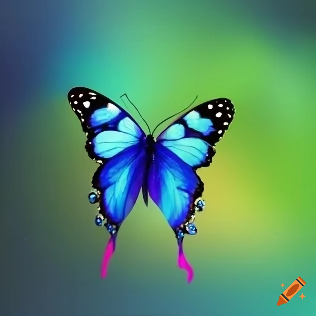 Butterfly with blue color splash on Craiyon