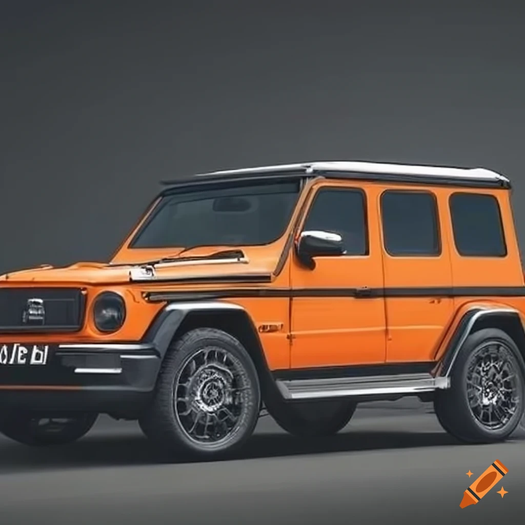 Orange g-class garbage truck on Craiyon