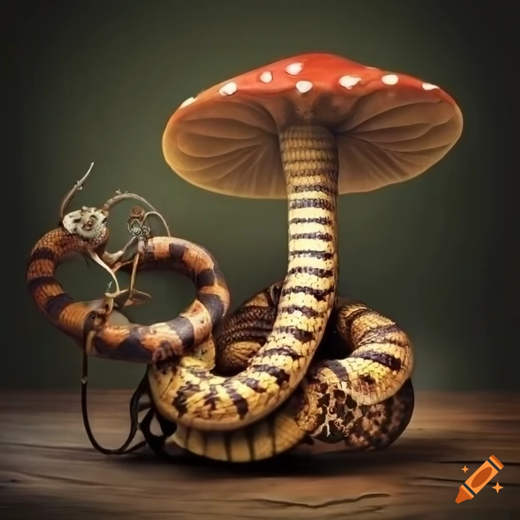 Steampunk mushroom-snakes with a unique design on Craiyon