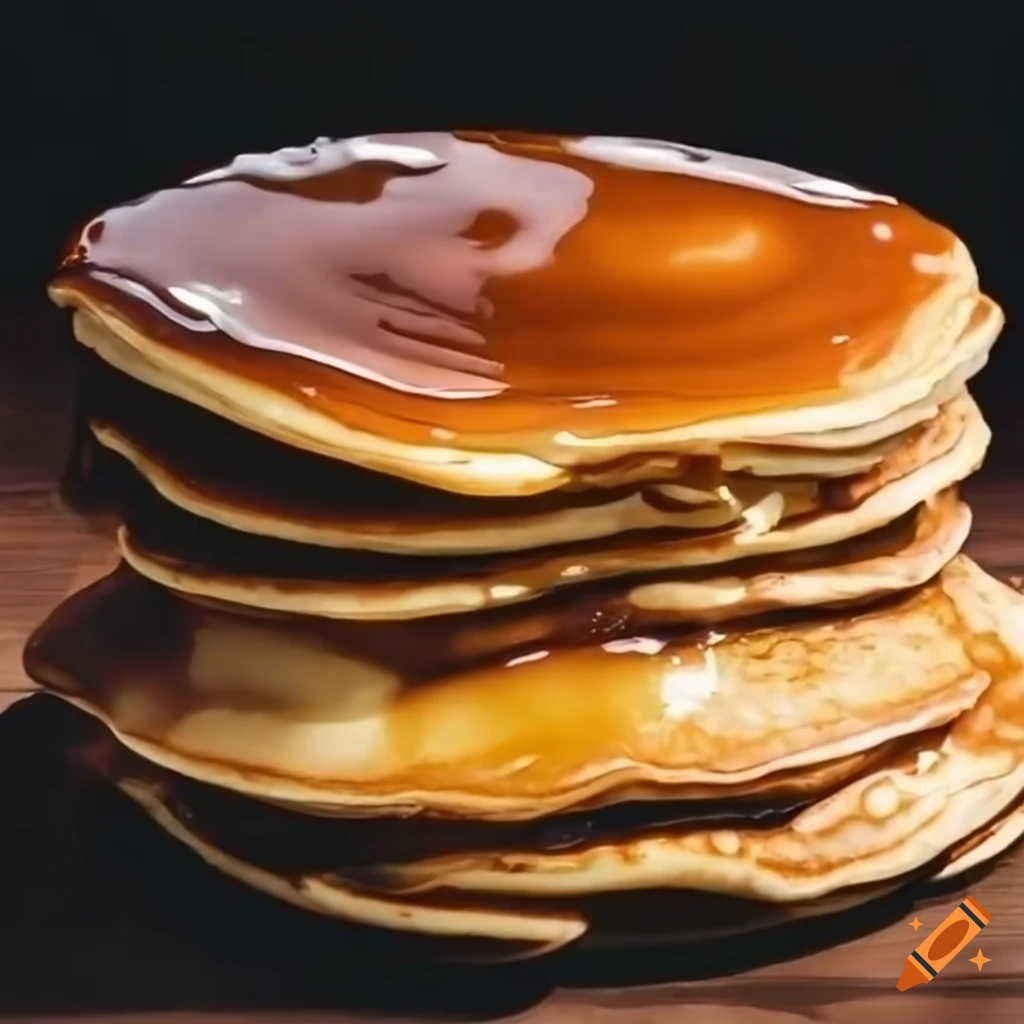 Delicious stack of pancakes with syrup dripping on Craiyon