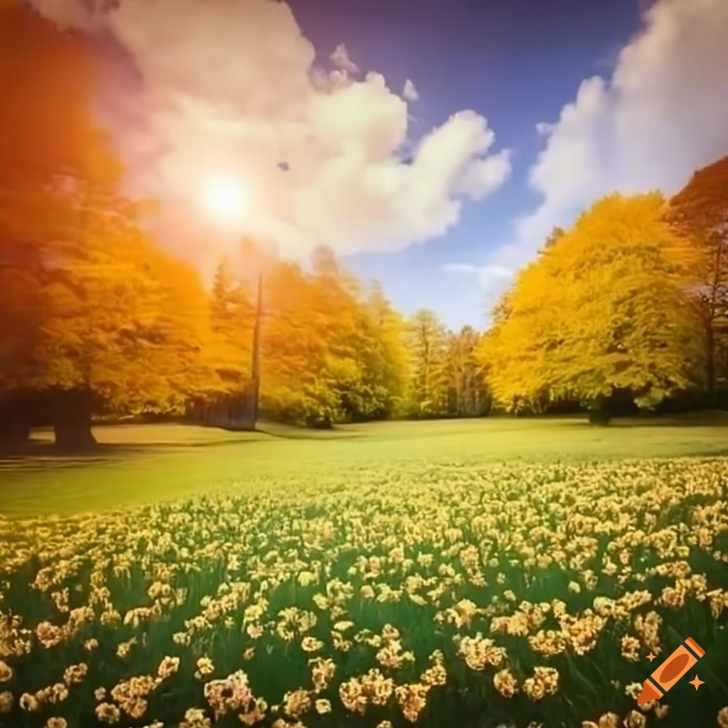 Breathtaking vintage spring landscape on Craiyon
