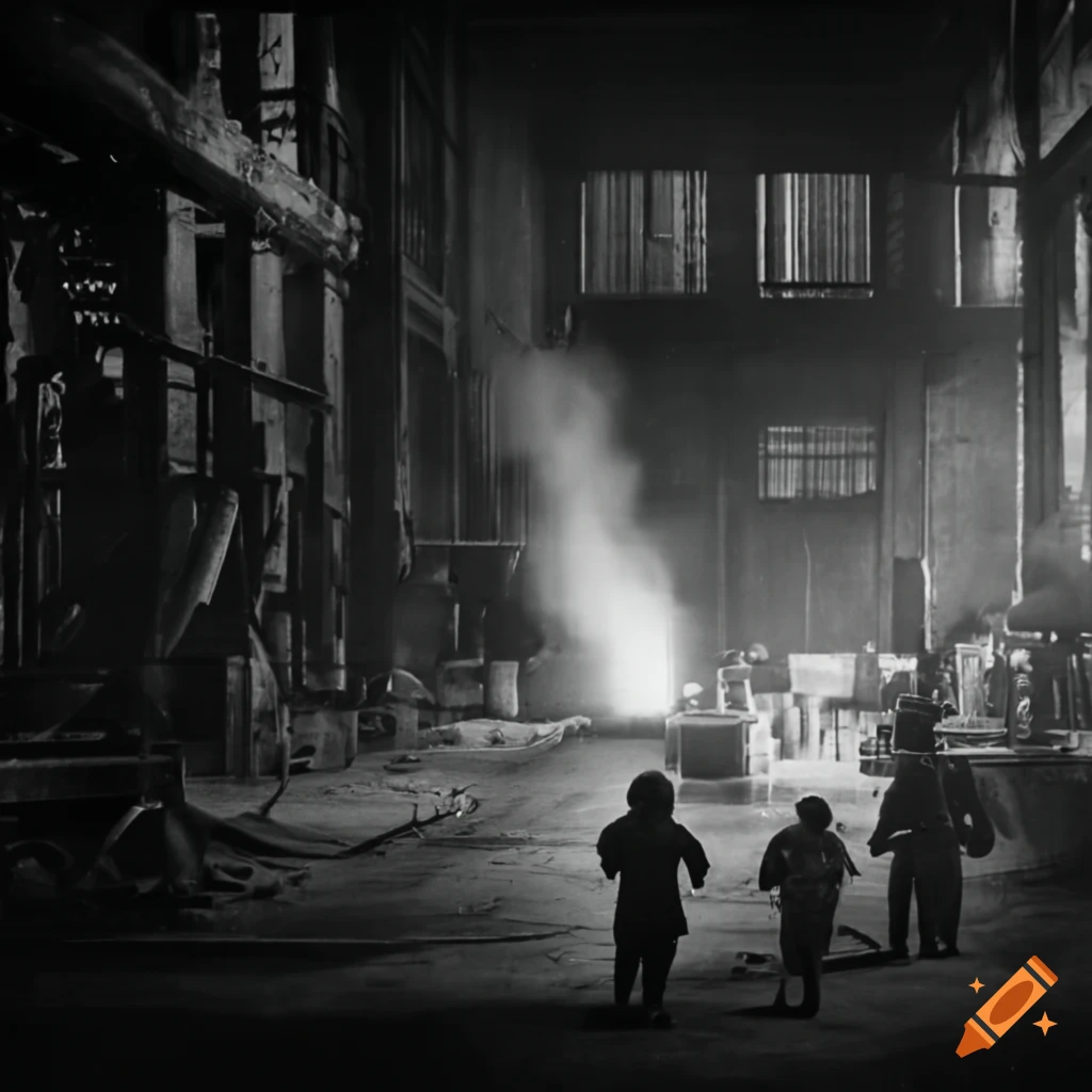 Children laboring in a historical industrial setting on Craiyon