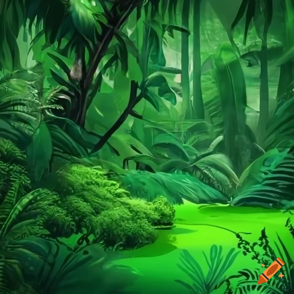 Green jungle background on Craiyon