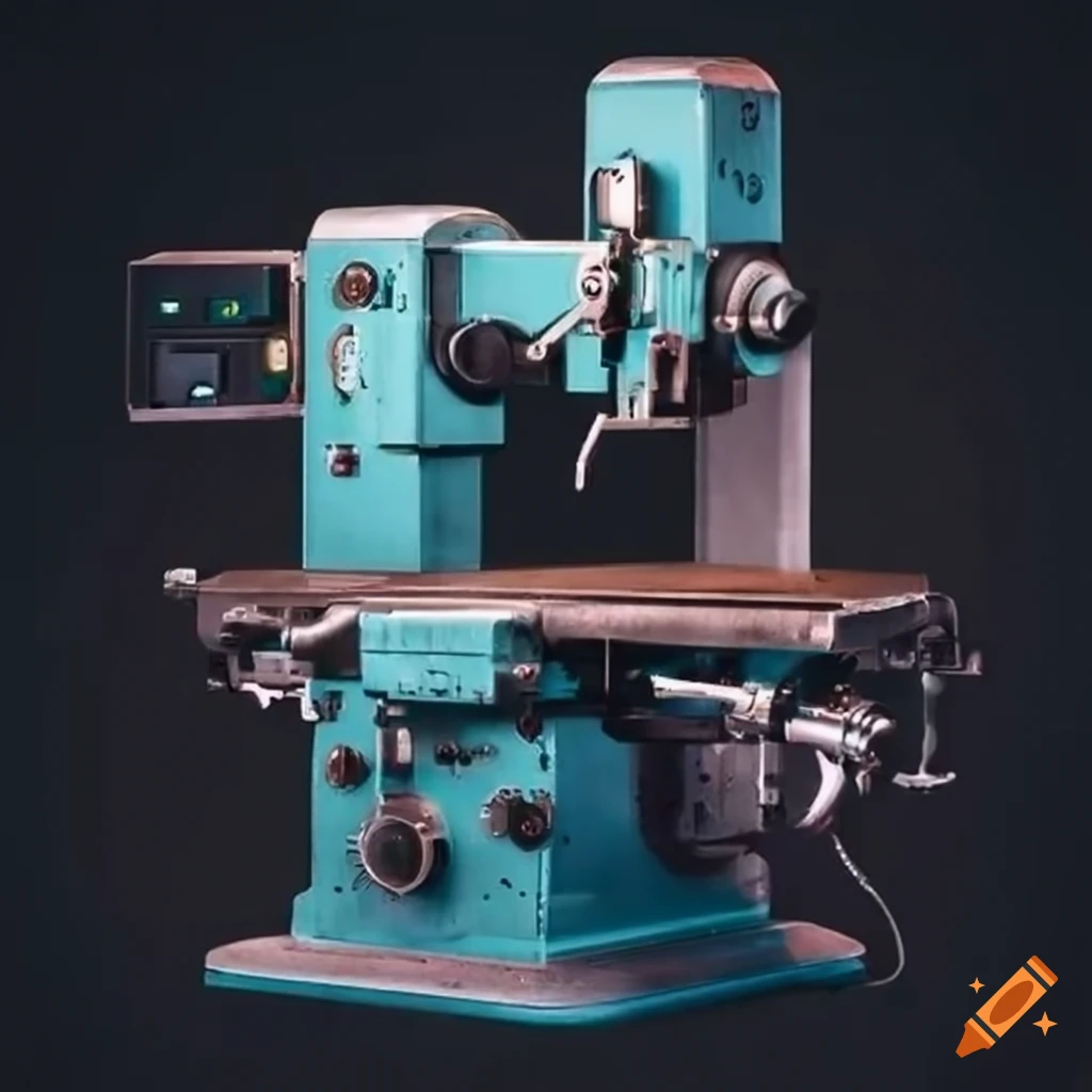 Vintage milling machine with intricate control panel in an industrial ...