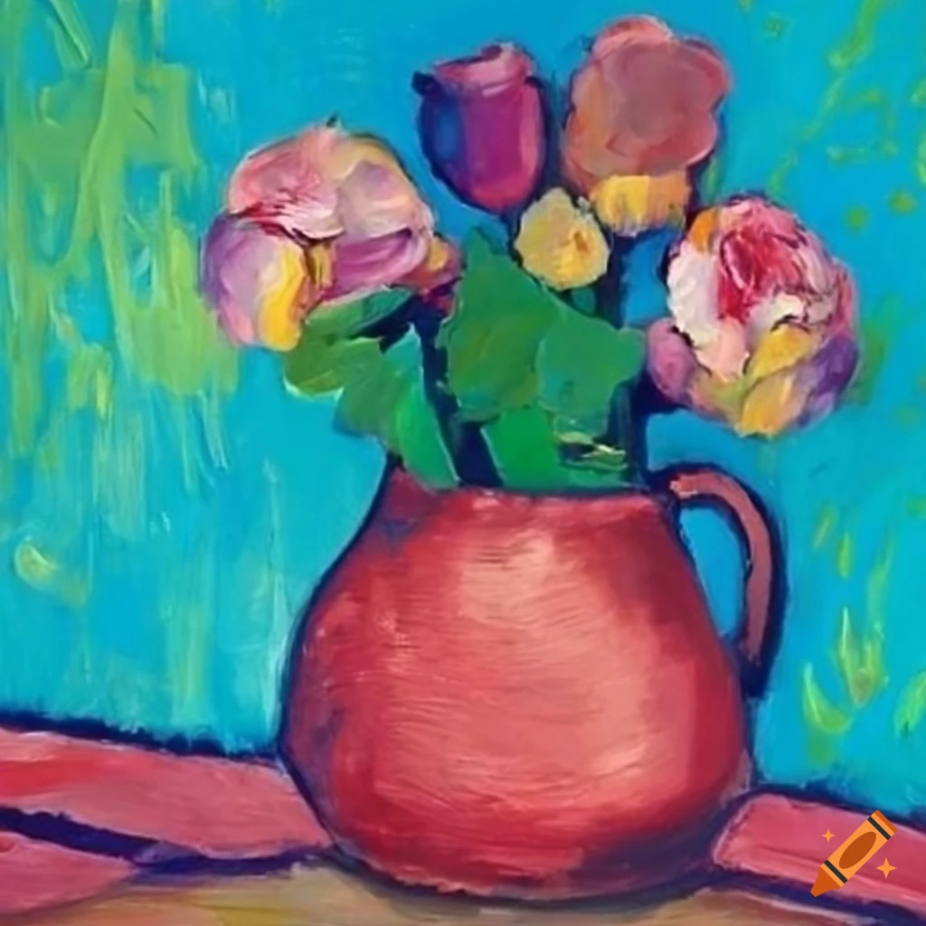 Gabriele münter still life flower oil painting in nordic style on Craiyon
