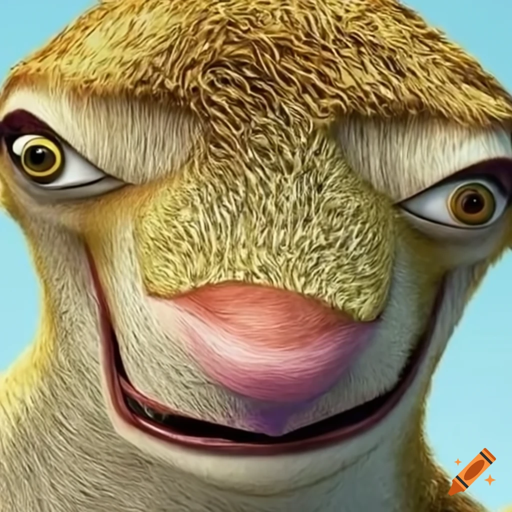 Prehistoric sloth character sid from ice age counting cash on Craiyon