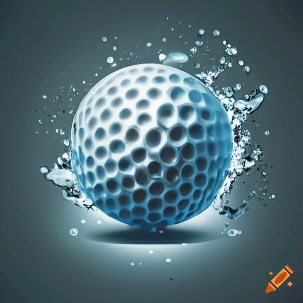 Golf ball logo with water splash in the background on Craiyon