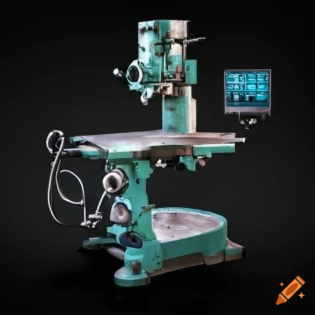 Vintage milling machine with intricate control panel in an industrial ...