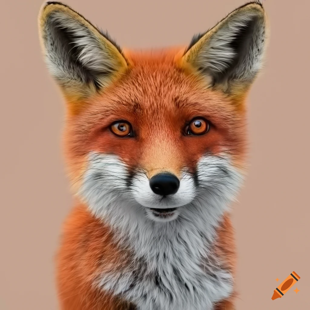 Front and side view of a fox on a white background on Craiyon