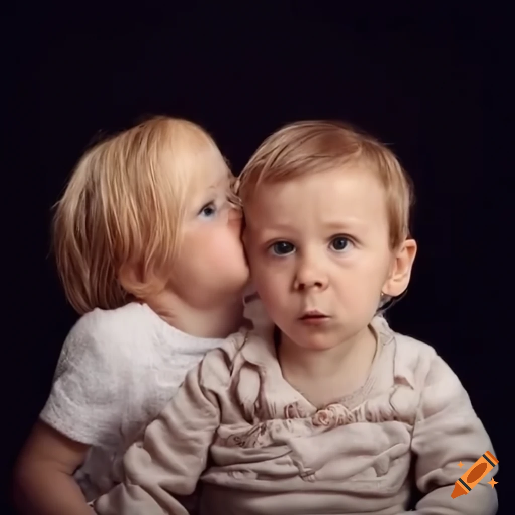 Mid-life mother sitting with two young children on Craiyon