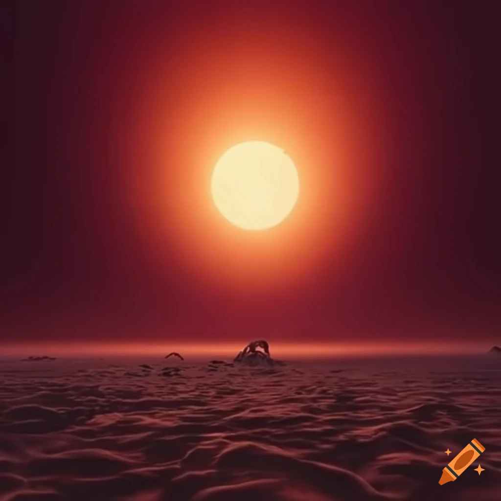 Alien planet sunset with diverse colors and hellish landscapes on Craiyon