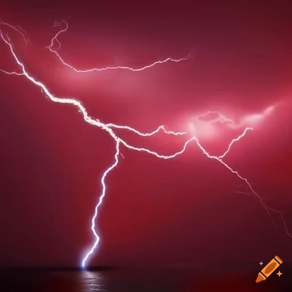 Magical lightning bolts on a red background on Craiyon