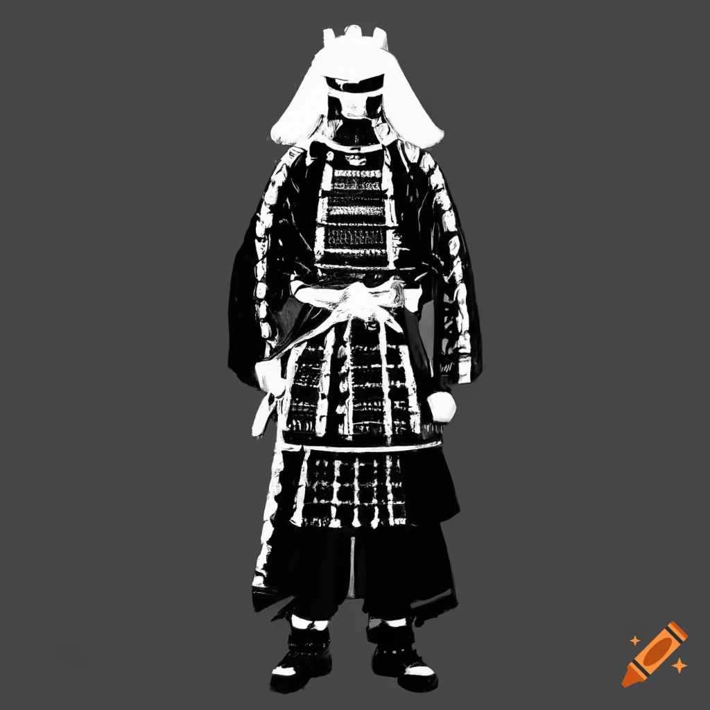 Samurai in black and white attire on Craiyon