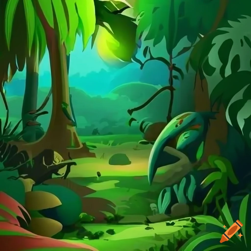 Cartoon jungle scene on Craiyon