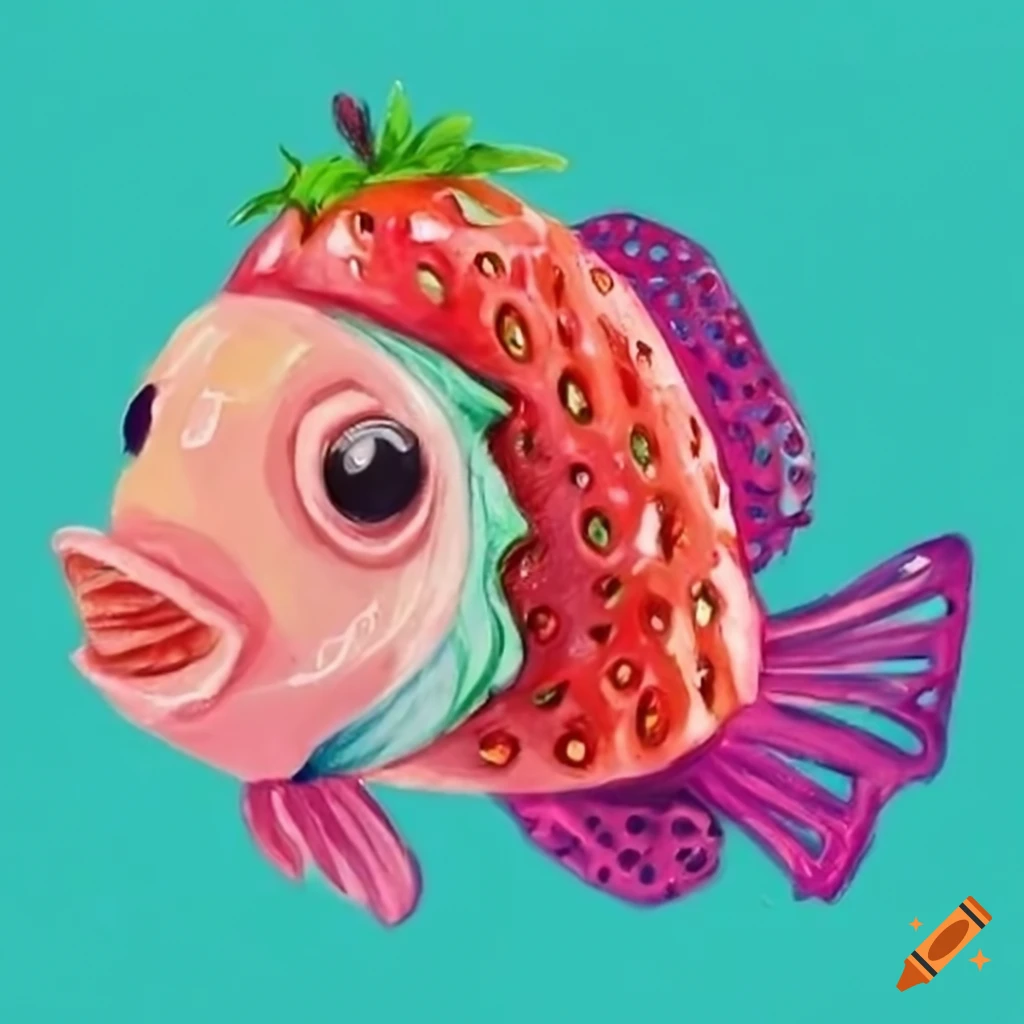 Cute fish made of strawberries on Craiyon