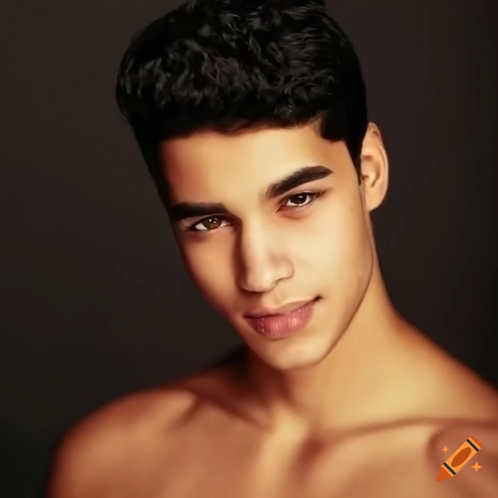 Sensual Hispanic young man with a toned slender build and alluring ...