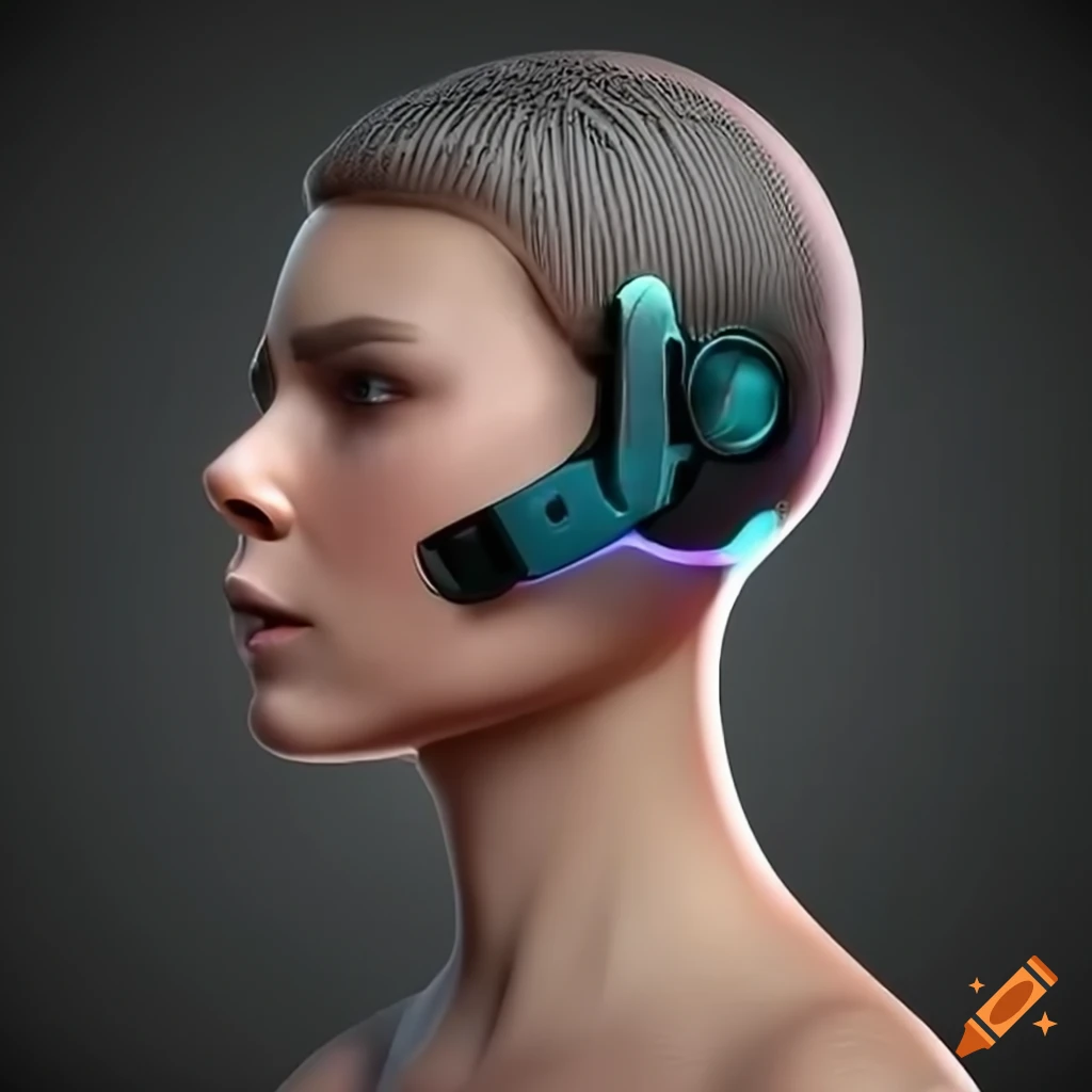 Futuristic wearable earpiece 3d model on Craiyon