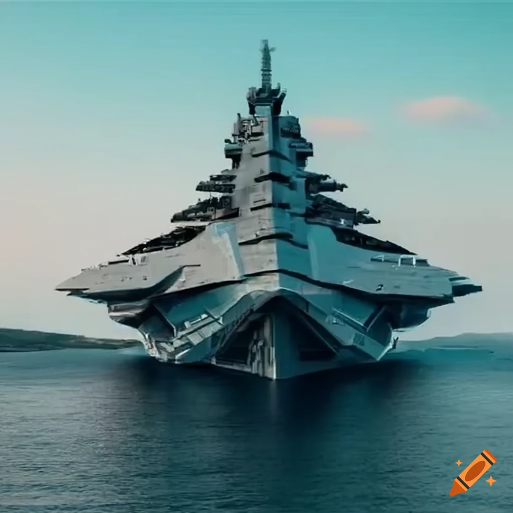 Massive futuristic warship on Craiyon
