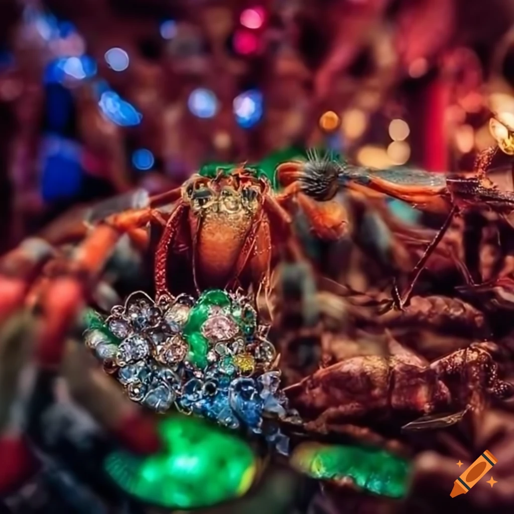 Extravagant jewelry store display with emeralds, lobsters, and ...