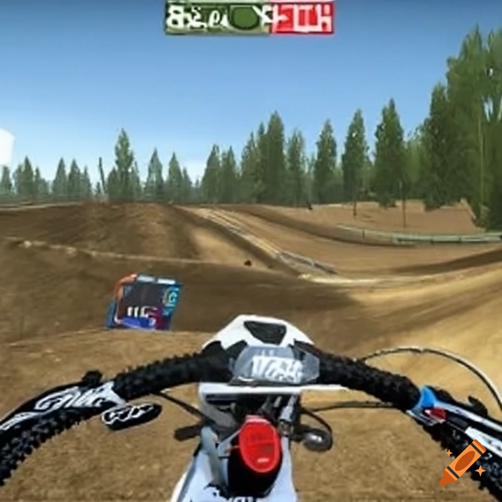 First person view of a motocross game with Playstation 2 graphics on ...
