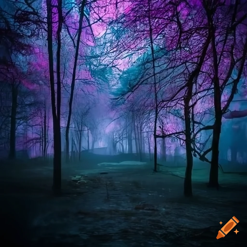 Breathtaking spring landscape with a vintage cyberpunk vibe on Craiyon